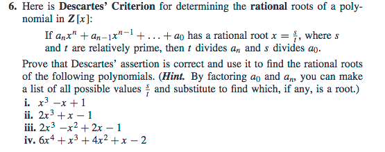 Solved 6. Here is Descartes' Criterion for determining the | Chegg.com