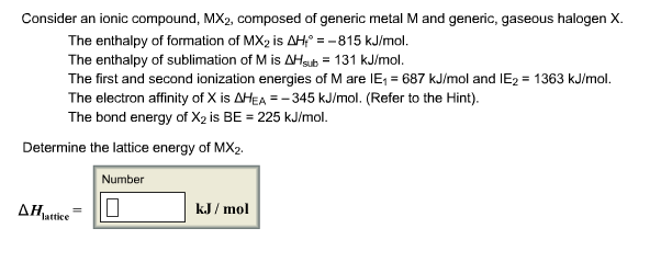 Solved Consider an ionic compound, MX2, composed of generic | Chegg.com