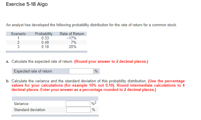 Solved Exercise 5-18 Algo An analyst has developed the | Chegg.com