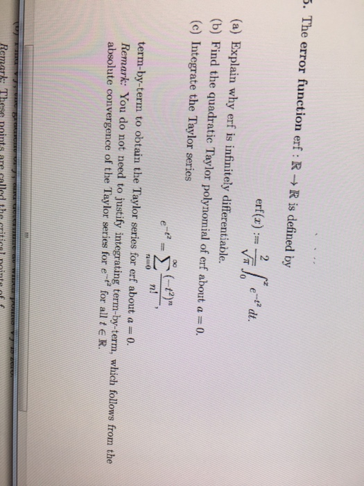 Solved The error function erf : R rightarrow R is defined by | Chegg.com