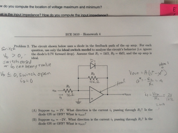 Solved The circuit shown below uses a diode in the feedback | Chegg.com