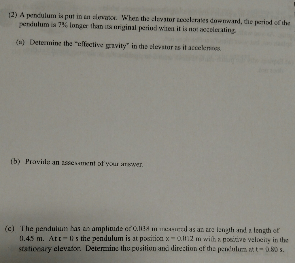 Solved A pendulum is put in an elevator. When the elevator | Chegg.com