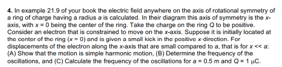Solved 4. In example 21.9 of your book the electric field | Chegg.com