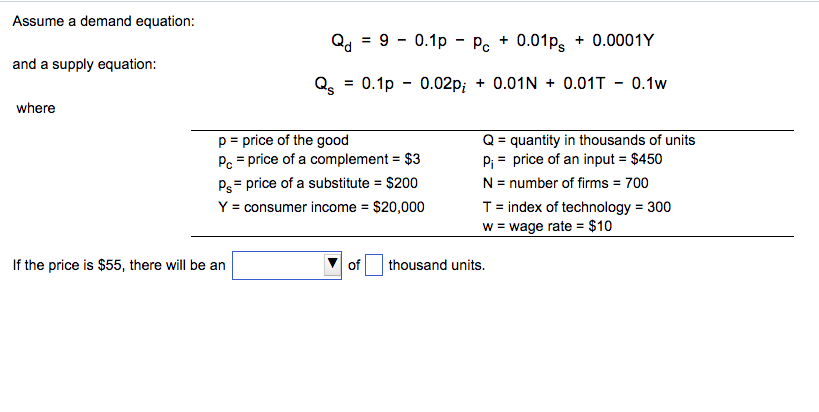 Solved Assume a demand equation: Qd = 9-0.1p-pc + 0.01ps + | Chegg.com