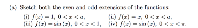 Solved (a) Sketch both the even and odd extensions of the | Chegg.com