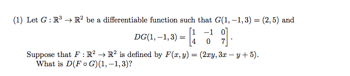 Solved Let G: R^3 rightarrow R^2 be a differentiable | Chegg.com