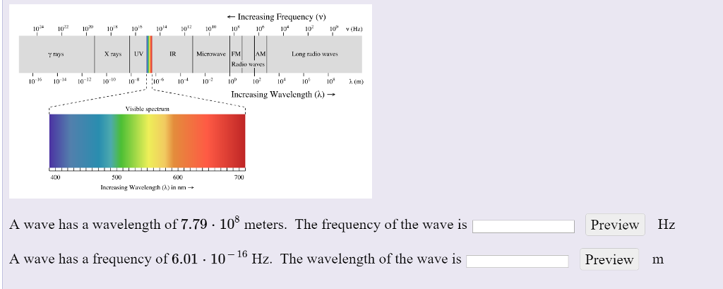 Solved A wave has a wavelength of 7.79 middot 10^8 meters. | Chegg.com