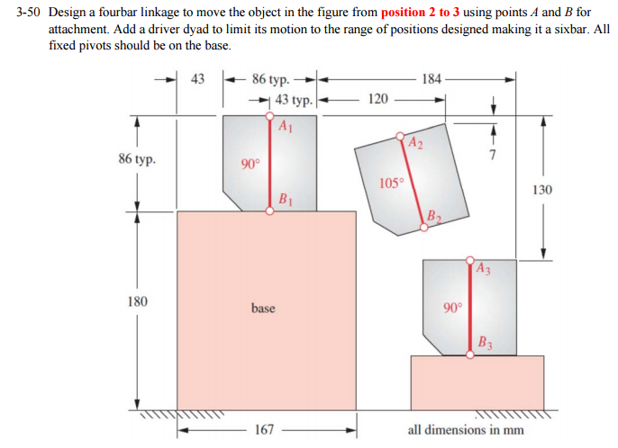 Solved Design a four-bar linkage to move the object in the | Chegg.com