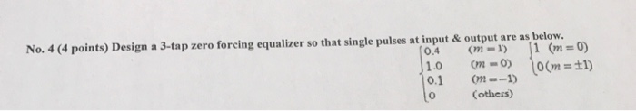 Solved Design a 3-tap zero forcing equalizer so that single | Chegg.com
