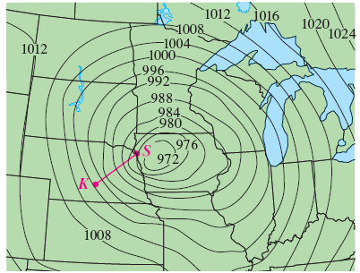 Solved Level curves for barometric pressure (in millibars) | Chegg.com