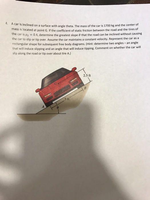 Solved A car is inclined on a surface with angle theta. The | Chegg.com