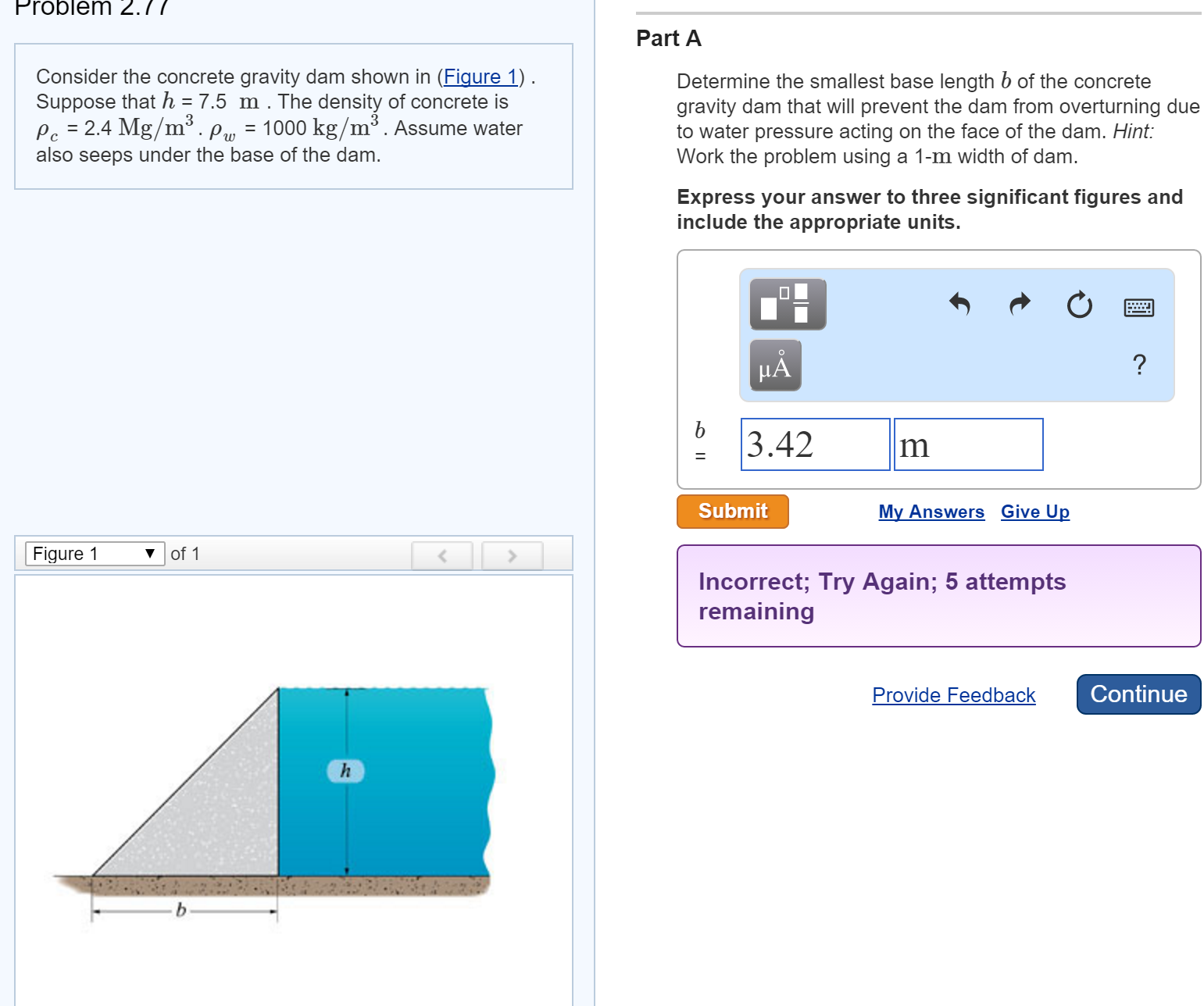 Solved Problem 2.Il Part A Consider the concrete gravity dam | Chegg.com