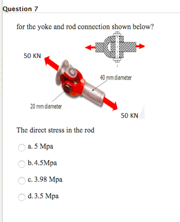 Solved Question 7 for the yoke and rod connection shown | Chegg.com