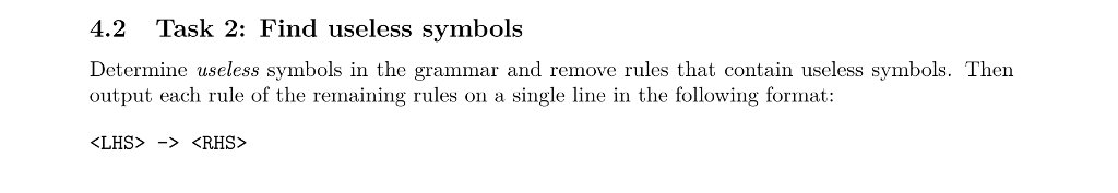 Solved 4.2 Task 2: Find useless symbols Determine useless | Chegg.com