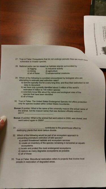 True or false: Ecosystems that do not undergo | Chegg.com