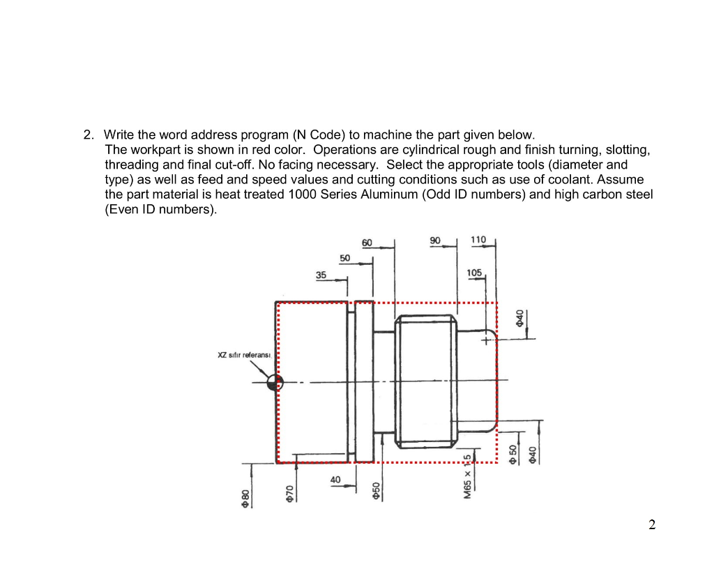 2. Write the word address program (N Code) to machine | Chegg.com