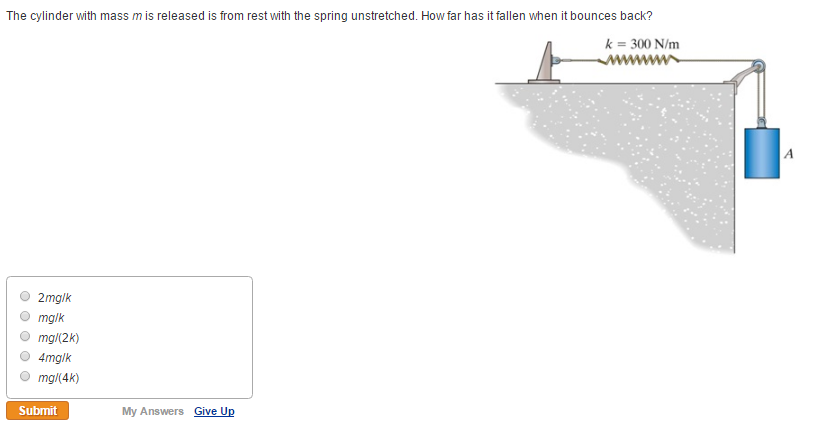 Solved The cylinder with mass m is released is from rest | Chegg.com