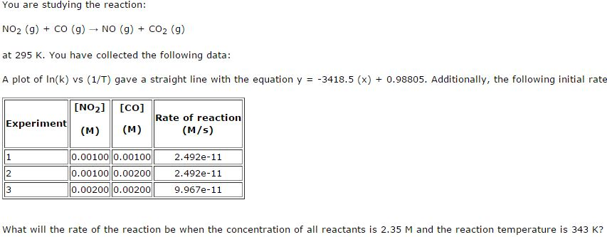Solved You are studying the reaction: NO_2 (g) + CO (g) | Chegg.com