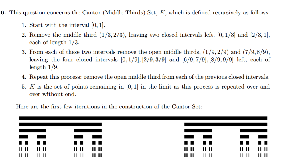 Solved 6. This question concerns the Cantor (Middle-Thirds) | Chegg.com