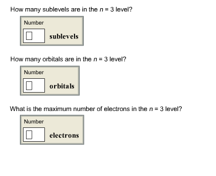 Solved How many sublevels are in the n = 3 level? How many | Chegg.com