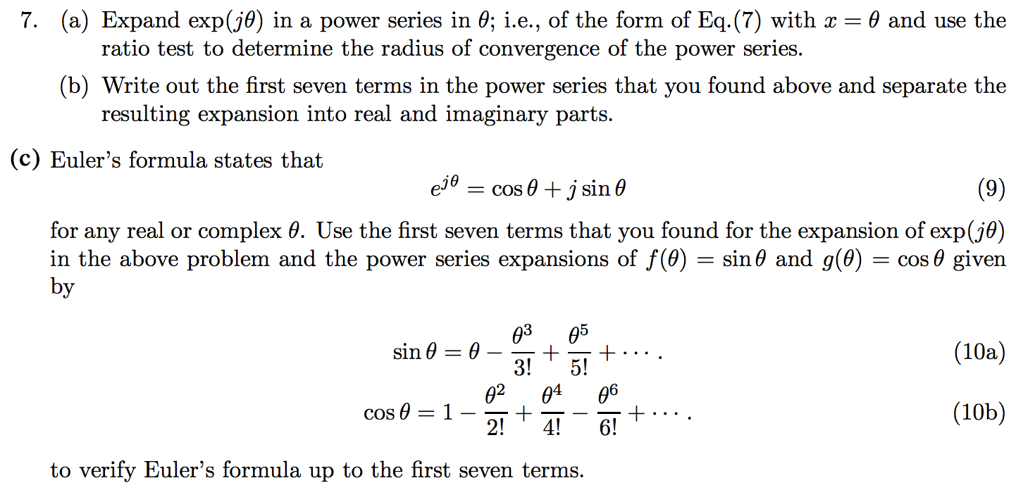 Solved Expand exp(j theta) in a power series in theta; i.e., | Chegg.com