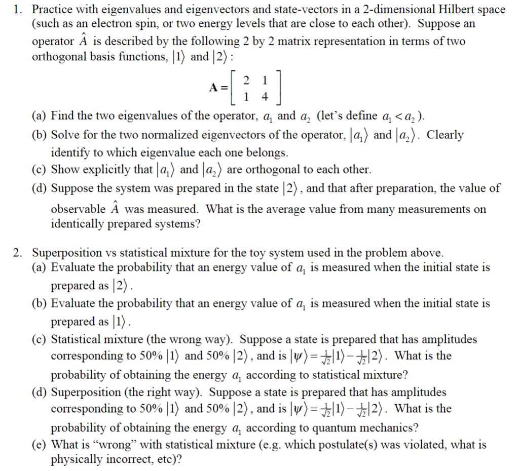 Solved 1. Practice with eigenvalues and eigenvectors and | Chegg.com