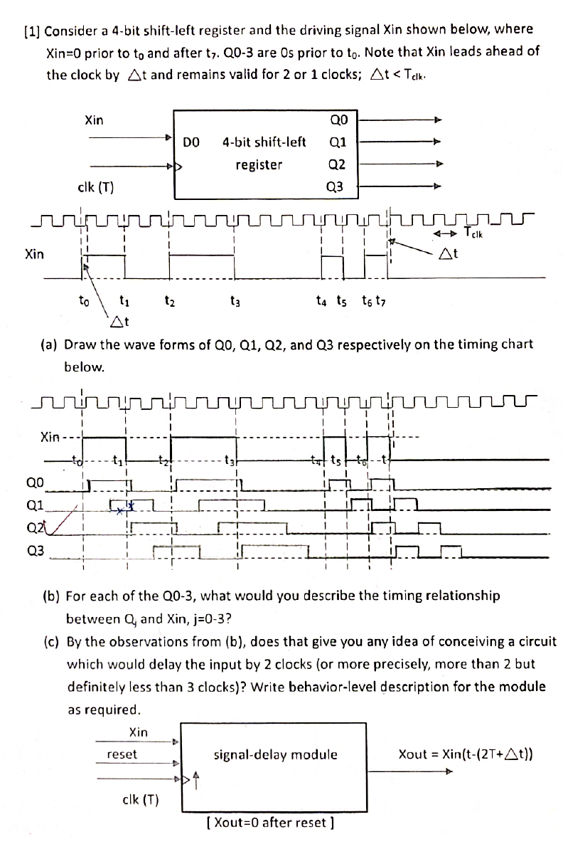 4-bit shift left reg, Digital Logic Design [1] | Chegg.com