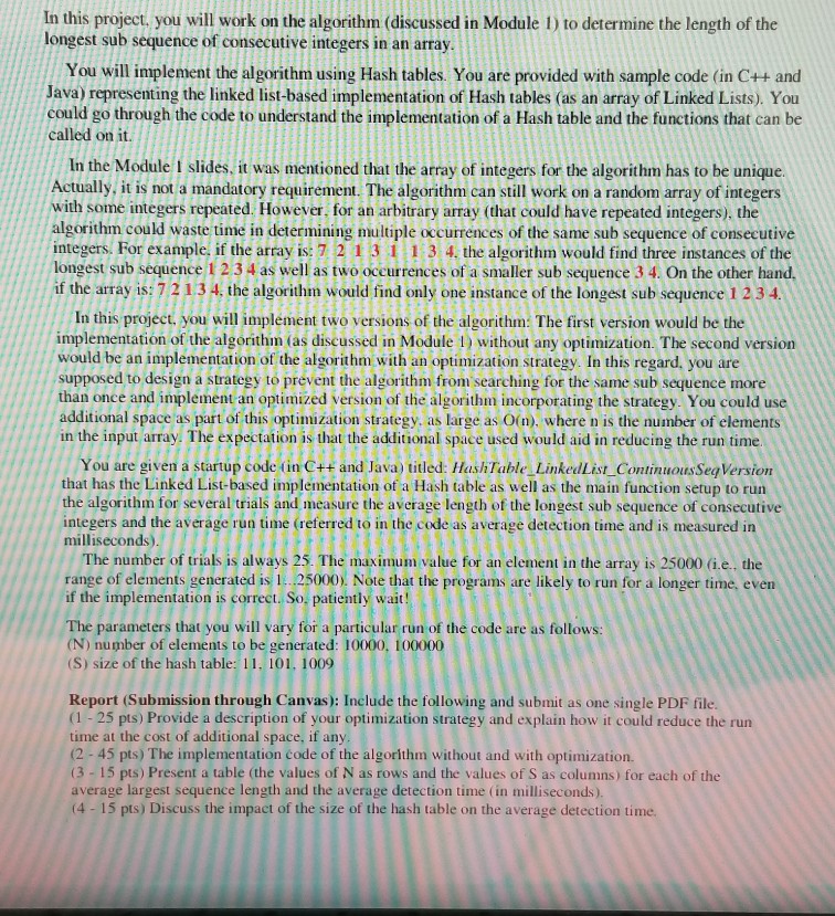 Solved In this project, you will work on the algorithm | Chegg.com