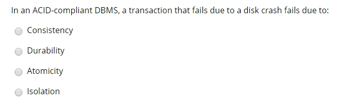 Solved In an ACID-compliant DBMS, a transaction that fails | Chegg.com