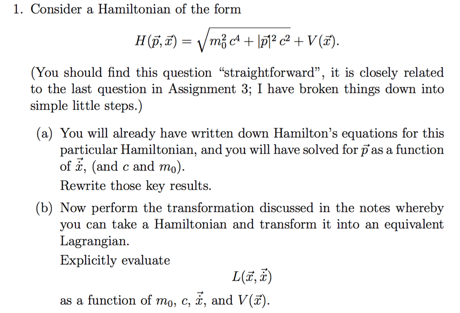 Solved Consider a Hamiltonian of the form H(p vector, x | Chegg.com