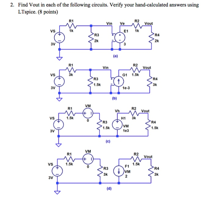 Solved 2. Find Vout in each of the following circuits. | Chegg.com