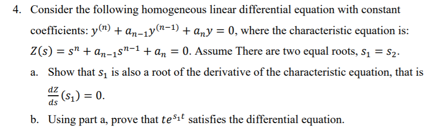 Solved 4. Consider the following homogeneous linear | Chegg.com