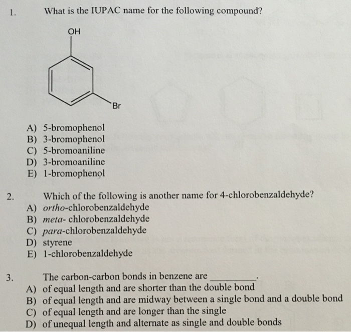 Solved What is the IUPAC name for the following compound? | Chegg.com