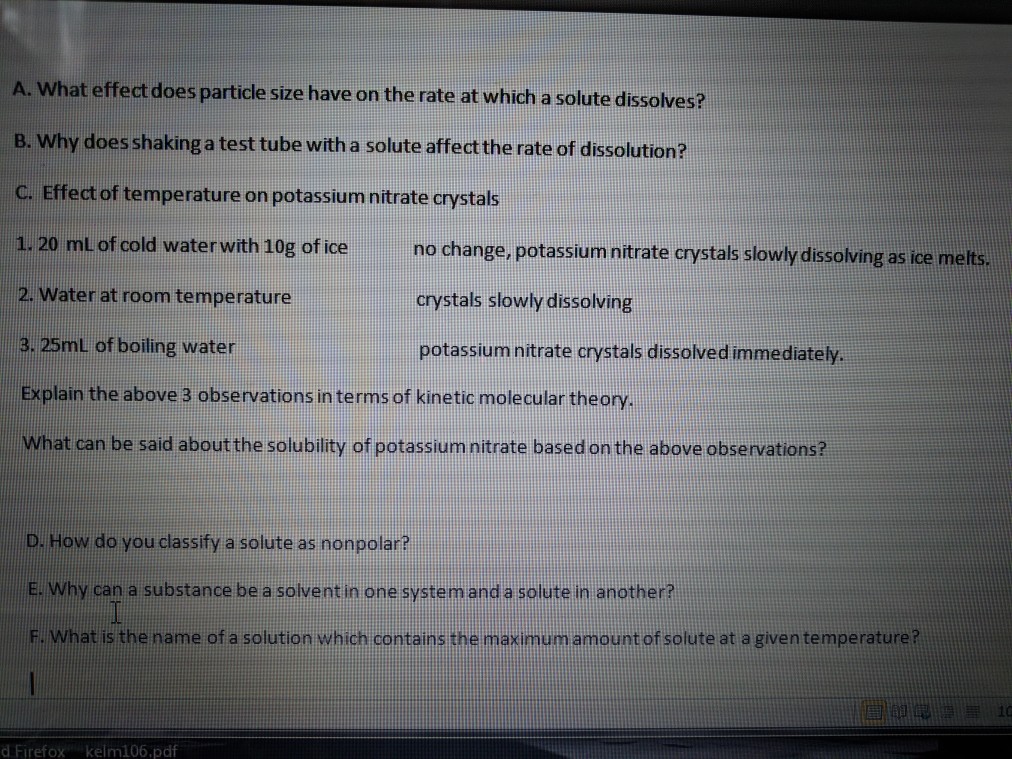 Solved A. What effect does particle size have on the rate at | Chegg.com