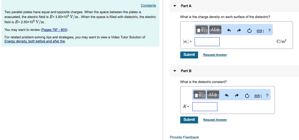 Solved Constants Part A Two parallel plates have equal and | Chegg.com Solved Constants Part A Two parallel plates have equal and | Chegg.com