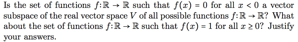 Solved Is the set of functions f:R rightarrow R such that | Chegg.com