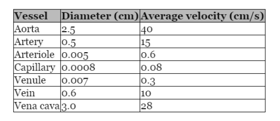 Solved Typical diameters and mean velocities of various | Chegg.com