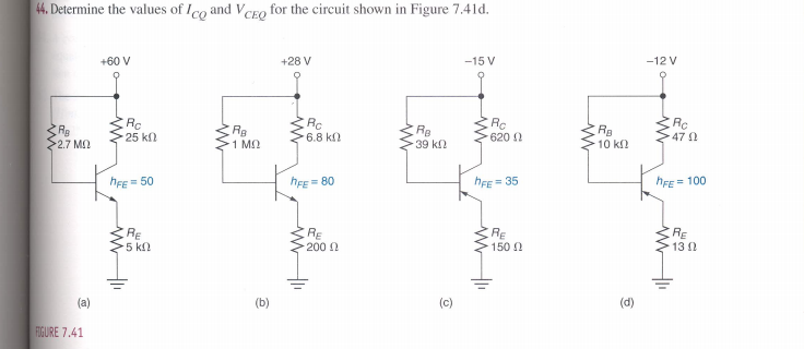 Solved Determine the values of ICQ and VCEQ for the circuit | Chegg.com