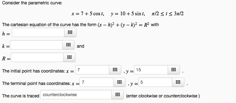 Solved Consider the parametric curve: The cartesian equation | Chegg.com