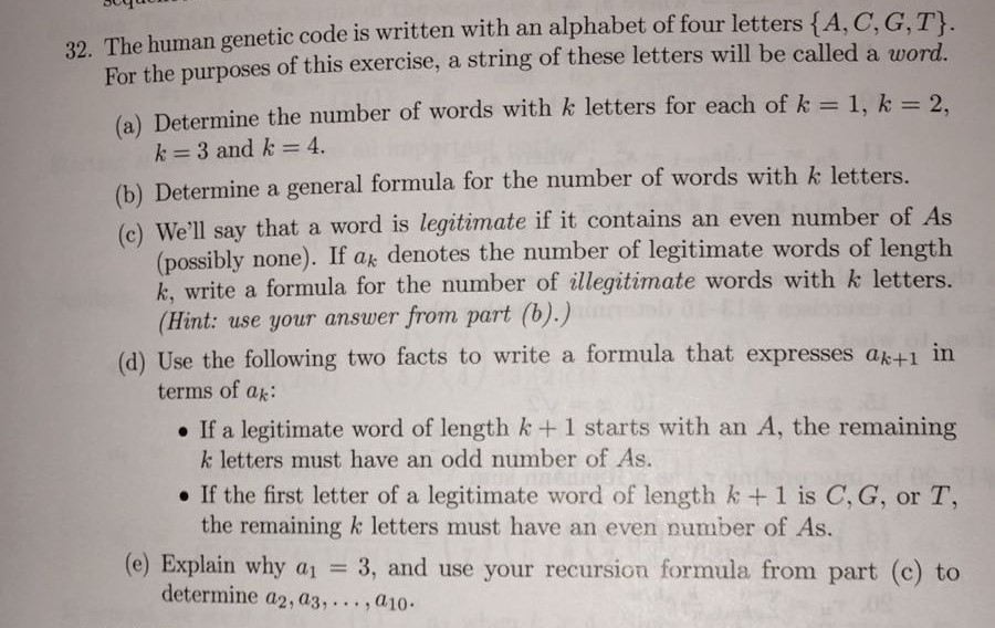 Solved The human genetic code is written with an alphabet of | Chegg.com