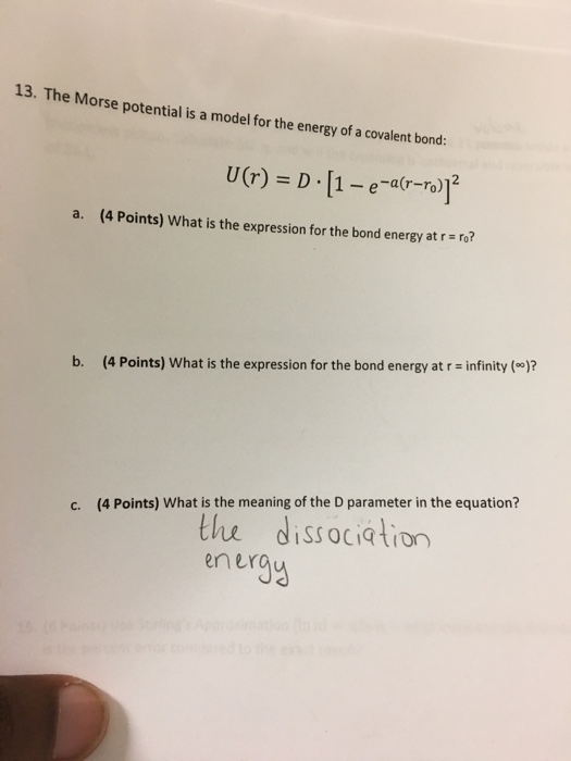 Solved The Morse potential is a model for the energy of a | Chegg.com