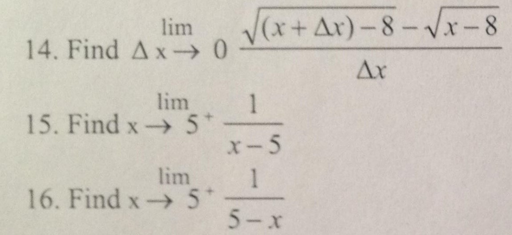 Solved Find lim_Delta x rightarrow 0 squareroot (x + Delta | Chegg.com