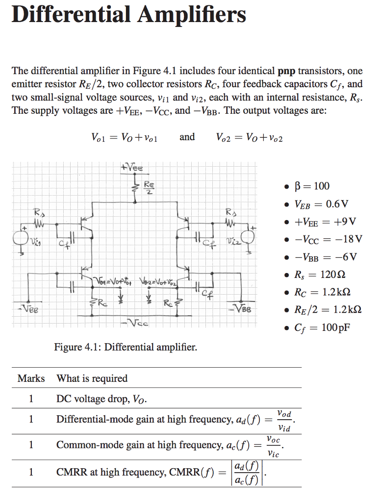 Differential Amplifiers The differential amplifier in | Chegg.com