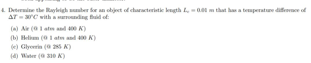 Solved 4. Determine the Rayleigh number for an object of | Chegg.com