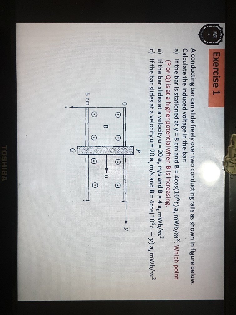 Solved Exercise 1 A conducting bar can slide freely over two | Chegg.com