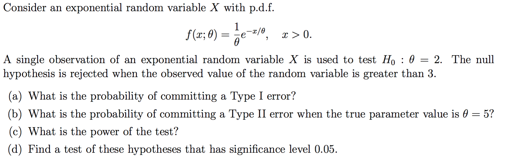 Solved Consider an exponential random variable X with p.d.f. | Chegg.com