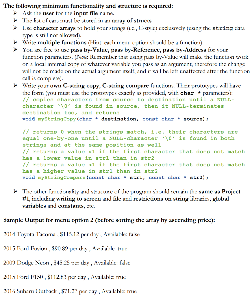 Solved Description: For this project, you are to create a | Chegg.com