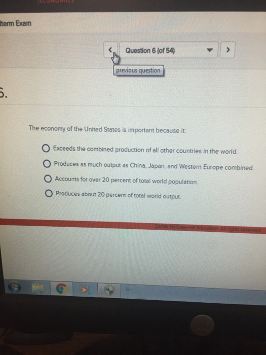 Solved The economy of the United States is important because | Chegg.com