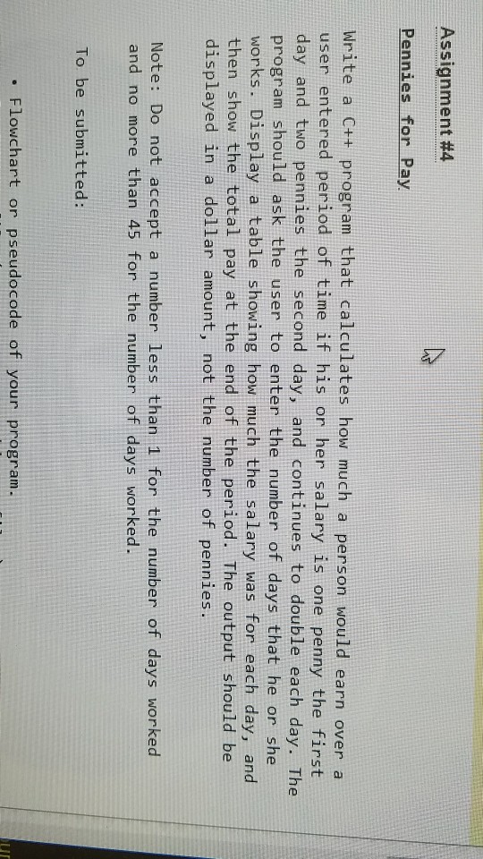 Solved Assignment 4 Pennies For Pay Write A C Program 6393