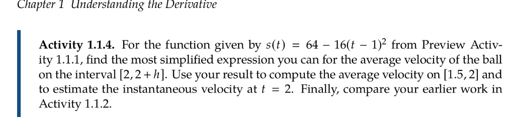 Solved Chapter 1 Understanding the Derivative Activity | Chegg.com